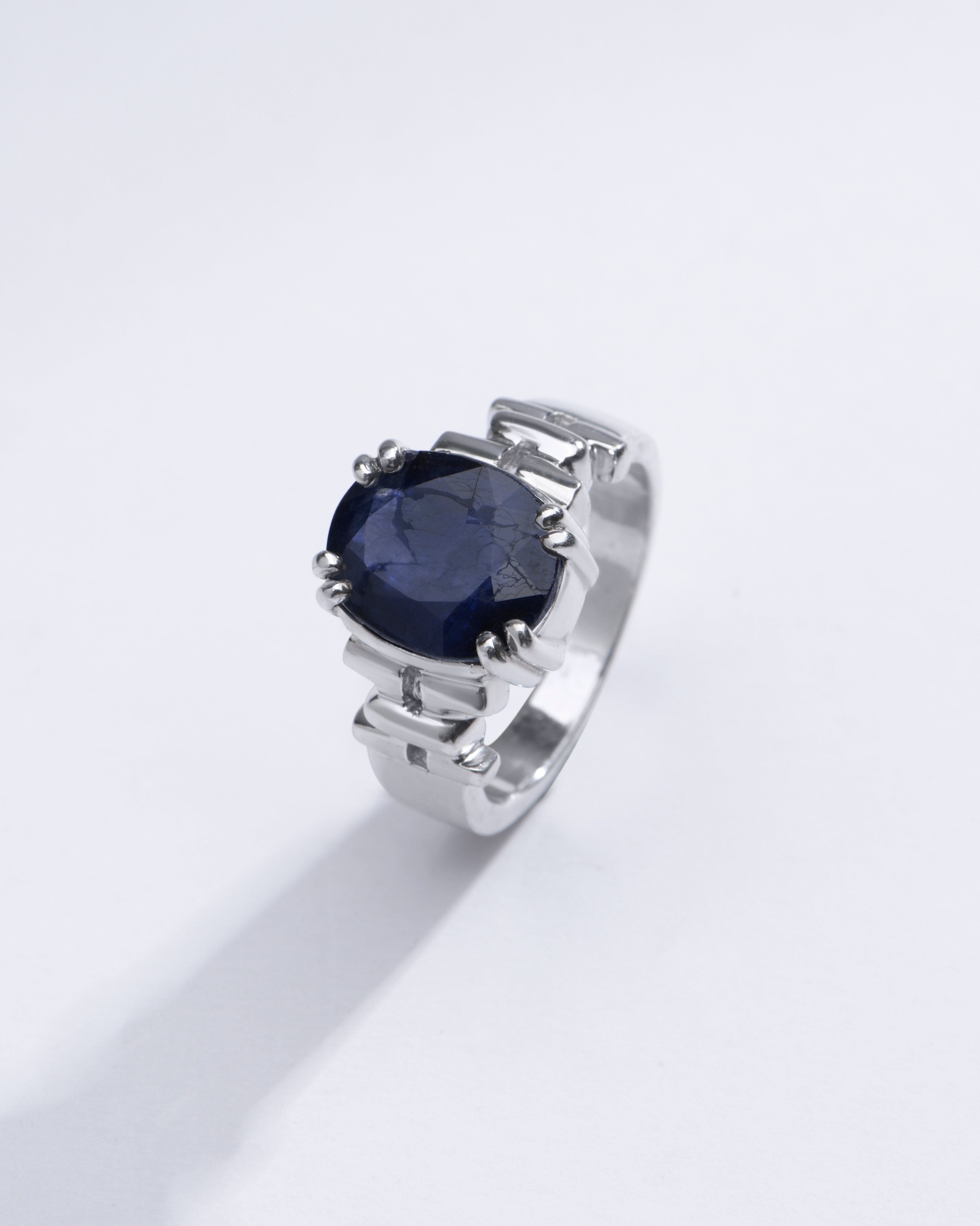 Exotic Blue Sapphire (Neelam) Ring in 925 Sterling Silver - Nexa – Myra ...
